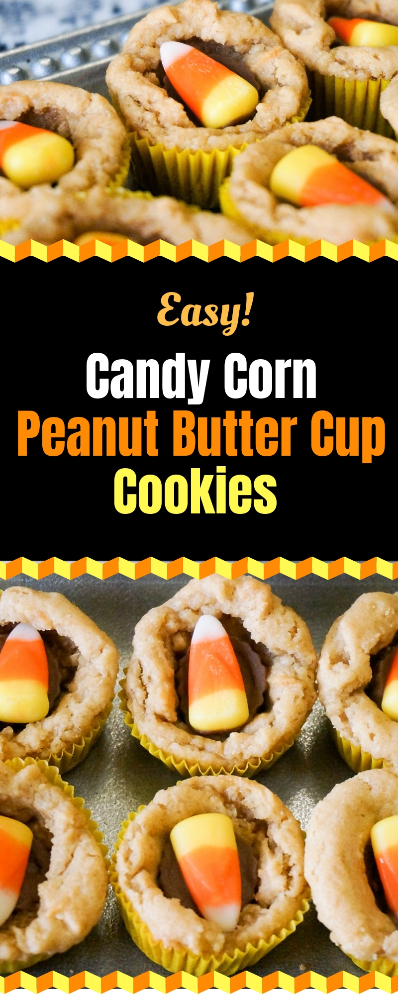 Easy Candy Corn Peanut Butter Cup Cookies - Grace Like Rain Blog