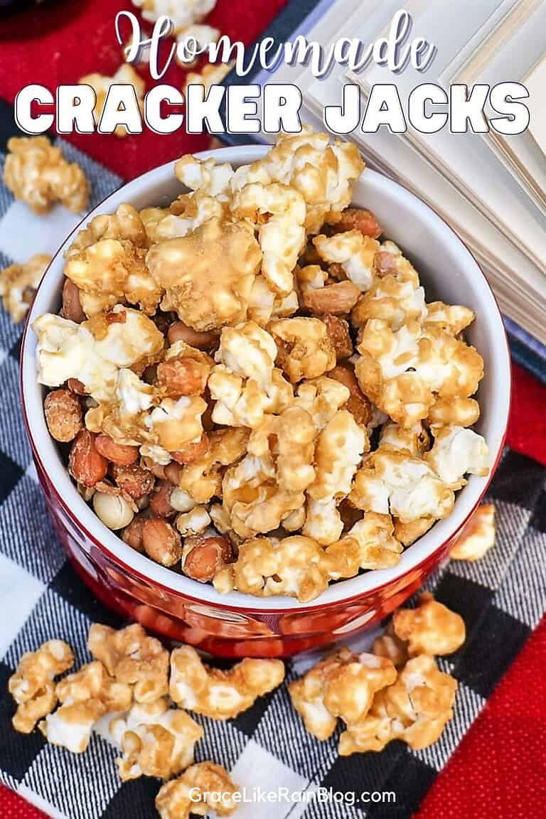Cracker Jacks: Caramel Popcorn with Peanuts Recipe - Grace Like Rain Blog