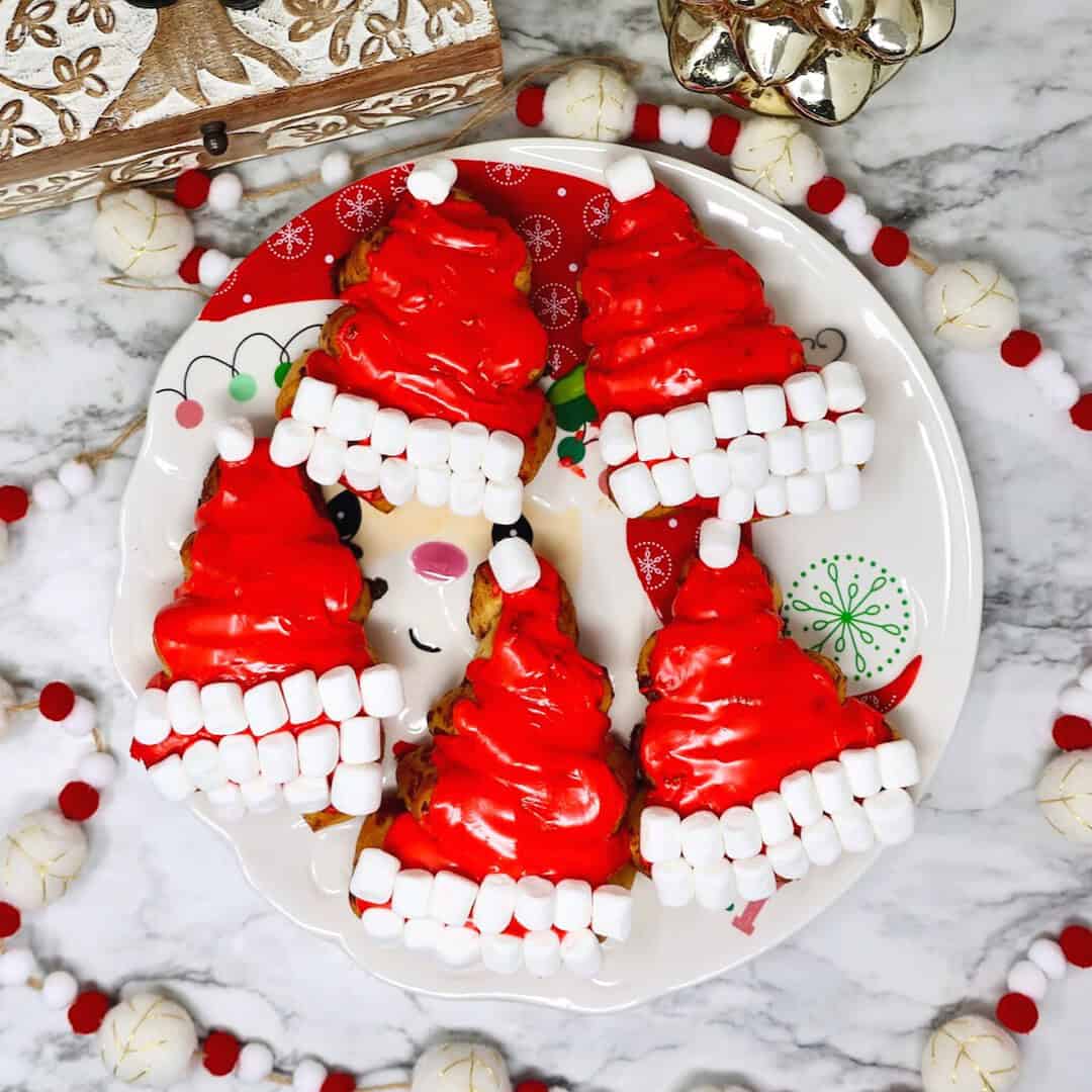 Santa Hat Cinnamon Rolls: Christmas Breakfast Idea - Grace Like Rain Blog