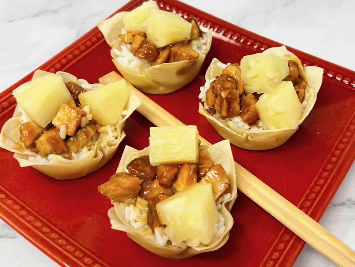 Pineapple Teriyaki Chicken and Rice Wontons Recipe - Grace Like Rain Blog