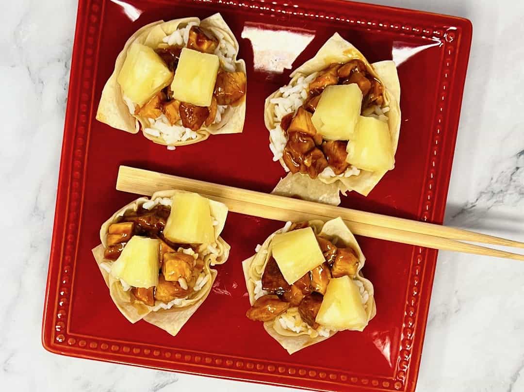 Pineapple Teriyaki Chicken and Rice Wontons Recipe - Grace Like Rain Blog